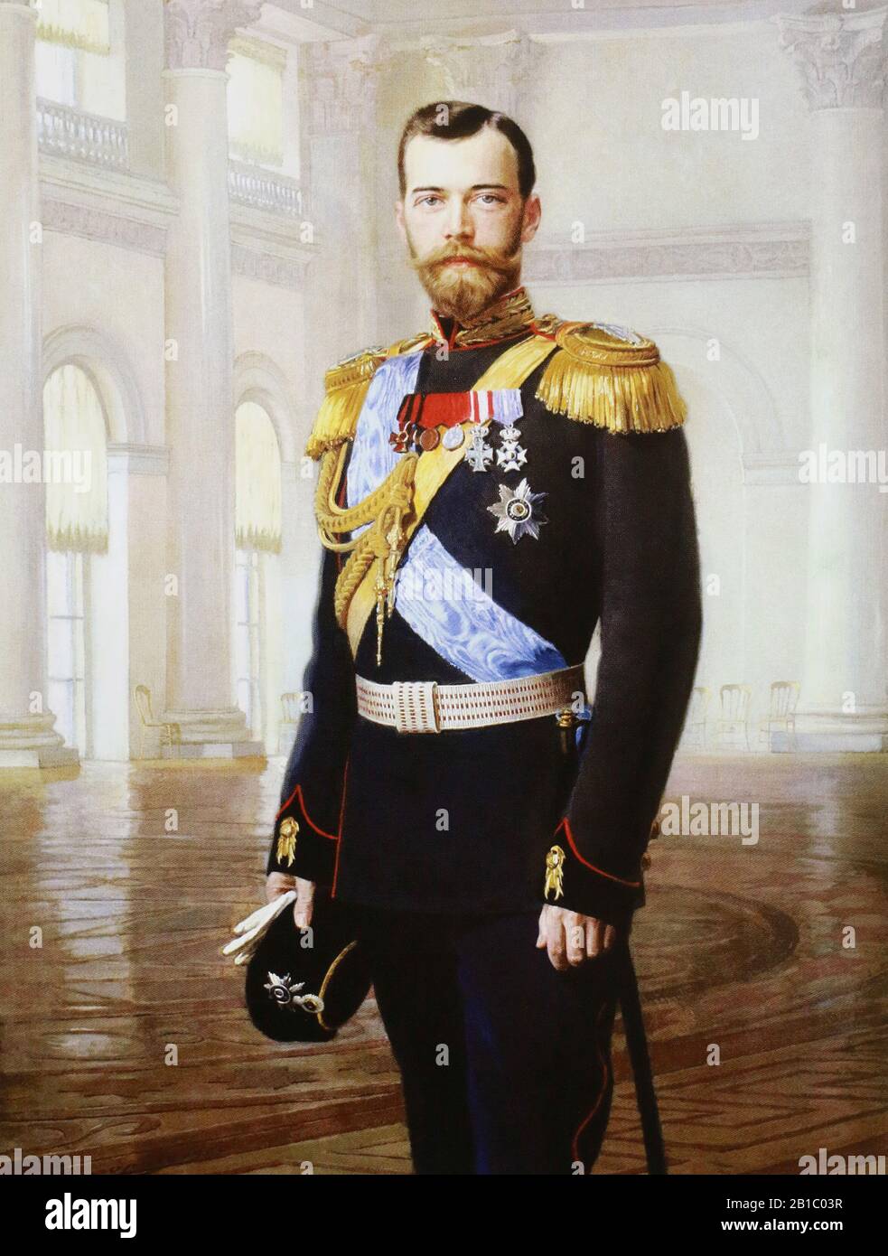 Russian Emperor Nicholas II. Painting by E. Lipgart, 20th century Stock ...