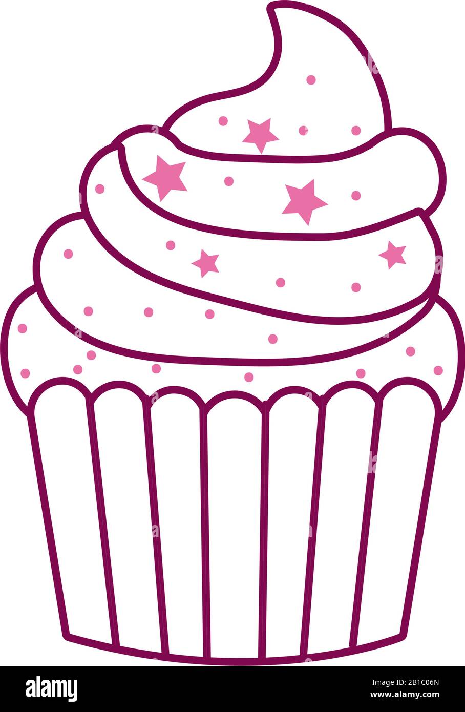 Cupcake half line half color style icon design, Muffin dessert sweet ...