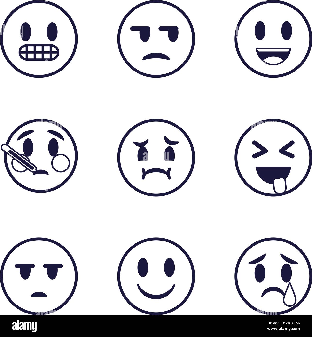 Emojis faces flat style icon set design, Cartoon expression cute ...