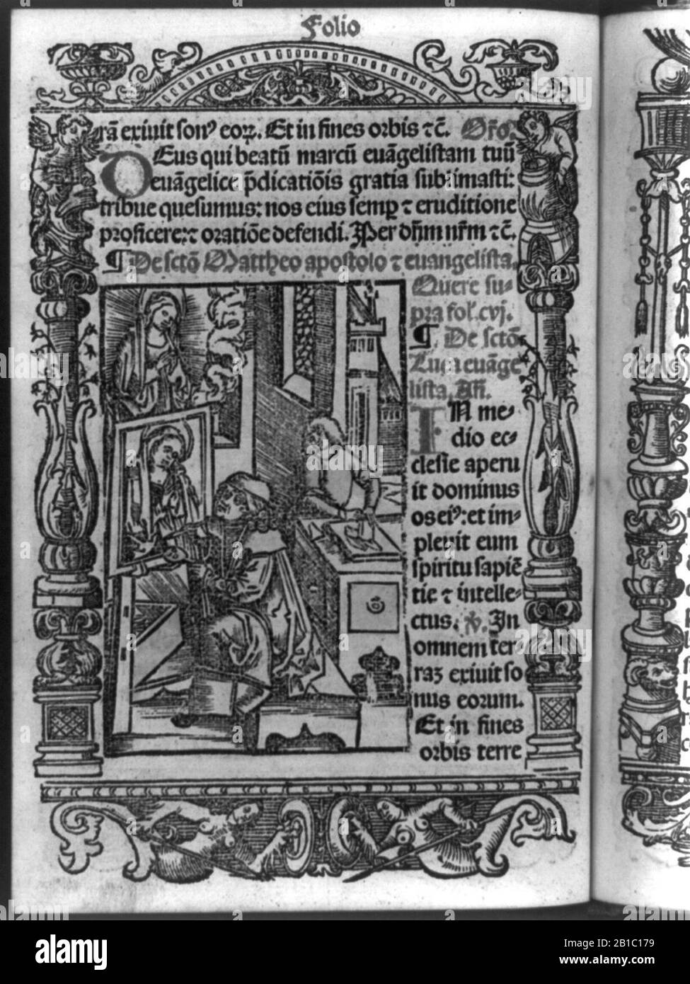 Full page with illus. of man painting madonna and another making ...