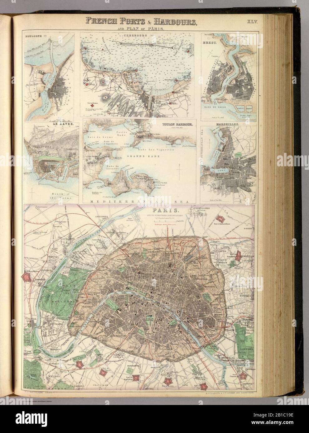 Fullarton, French Ports & Harbours, and Plan of Paris, 1872 - David ...