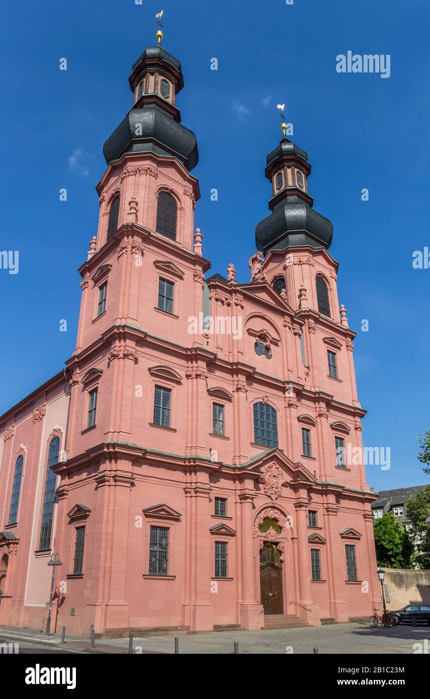 Front facade of the Peterskirche church in Mainz, Germany Stock Photo ...