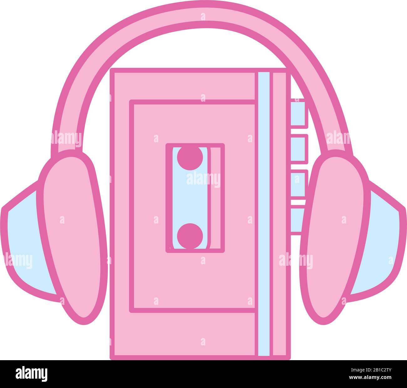headphone and walkman neon line and fill style icon design, Music sound ...