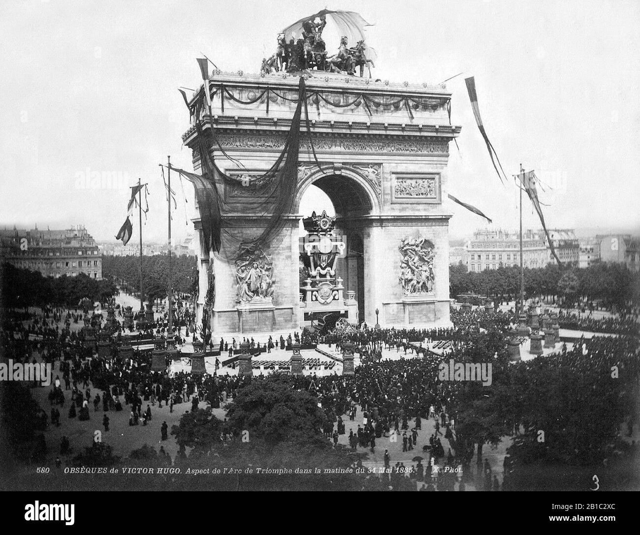 Funeral ceremony for Victor Hugo, l'Arc de Triomphe, Paris, France 1885 ...