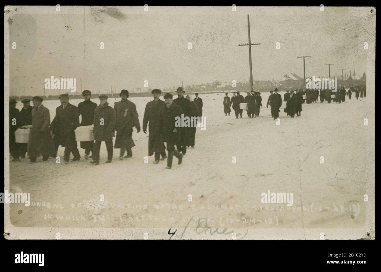 Funeral for victims of the Italian Hall Disaster, Calumet, Michigan ...