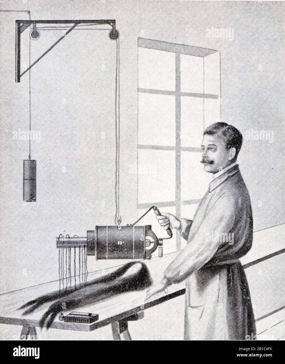 Fur hand-beating machine, Germany 1909 Stock Photo - Alamy