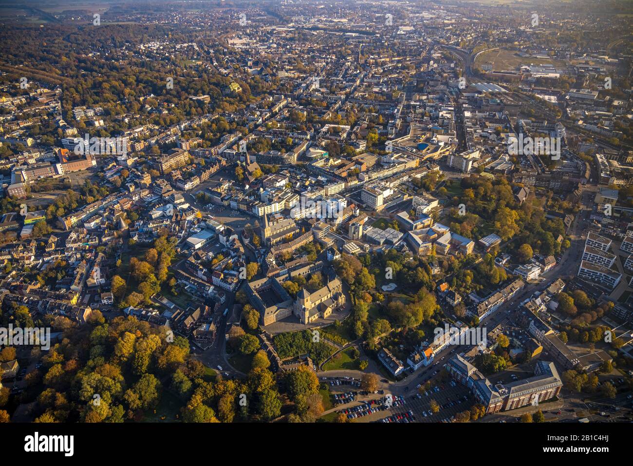 , Aerial view, city centre view, Mönchengladbach Minster St. Vitus ...