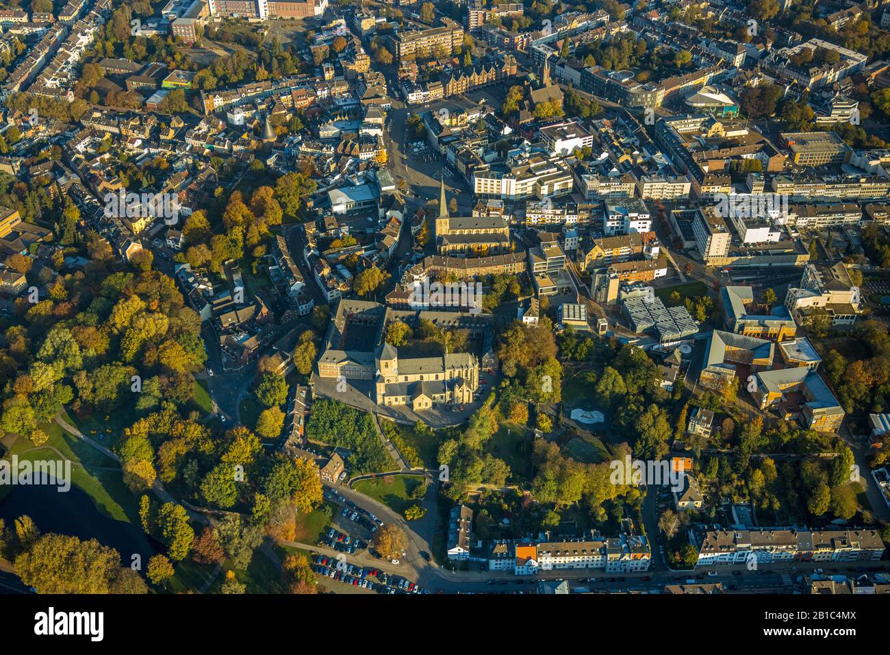 Aerial view, city centre view, Mönchengladbach Cathedral St. Vitus ...