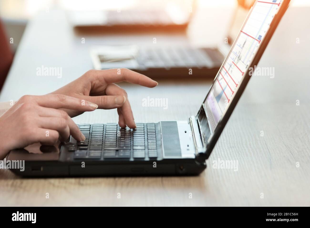 Woman using laptop, searching web, browsing information Stock Photo - Alamy