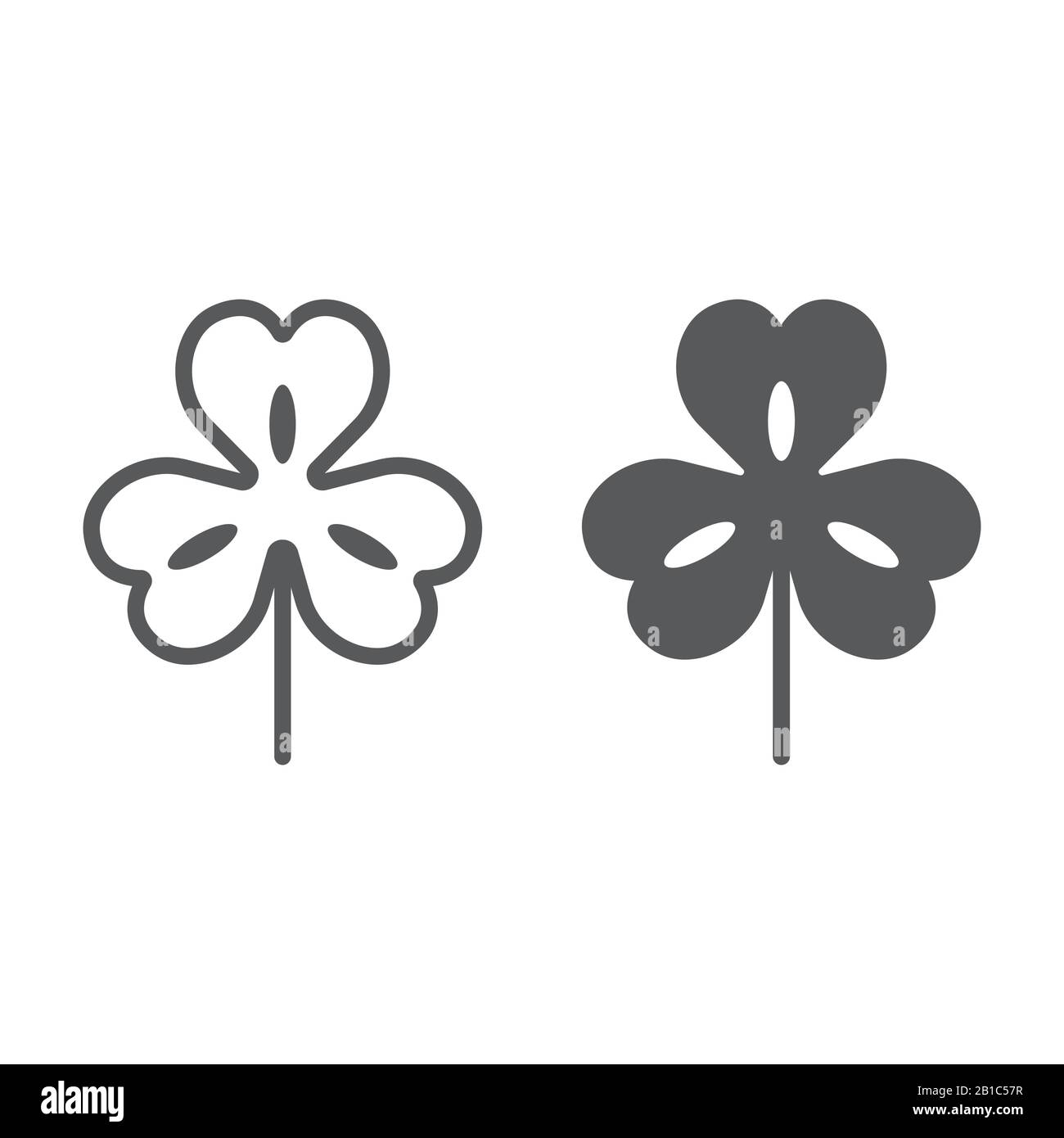 Three leaf clover line and glyph icon, st patrick s day and holiday ...