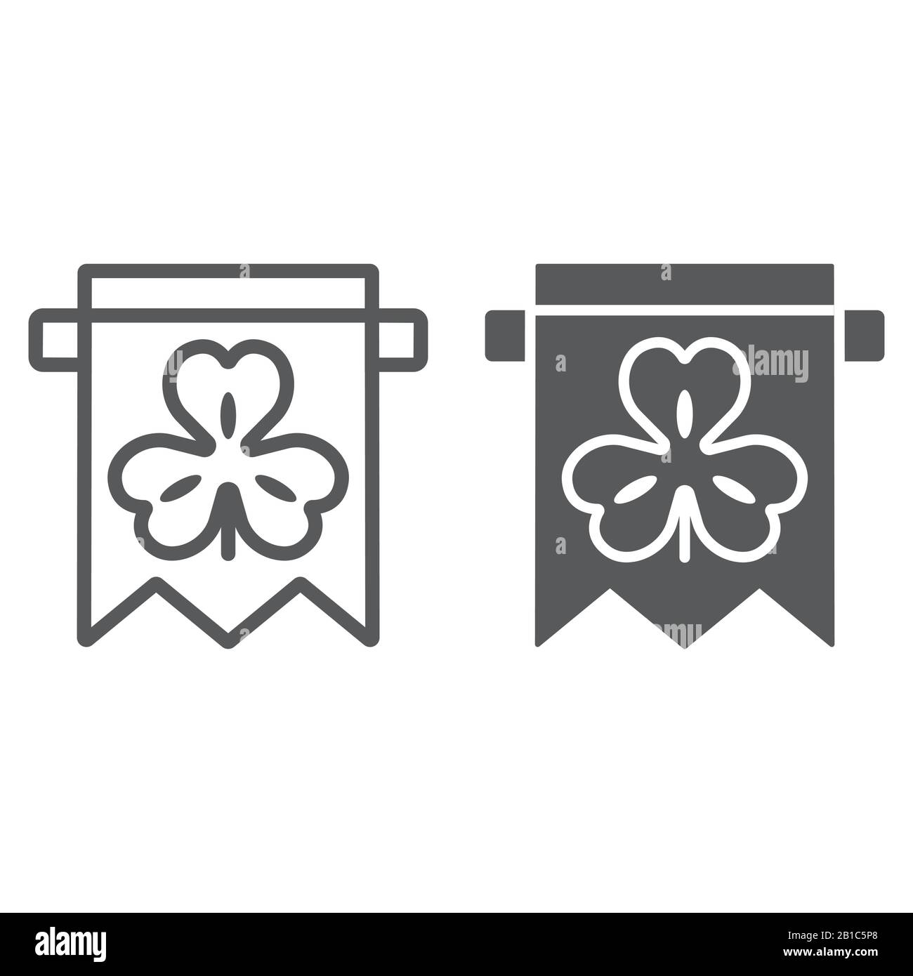Clover banner line and glyph icon, st patrick s day and holiday, clover ...