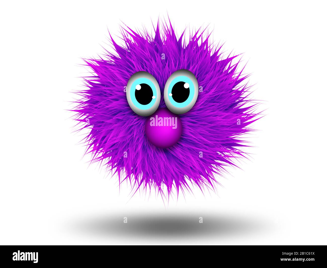 Pink fluffy thing with big blue eyes Stock Photo - Alamy