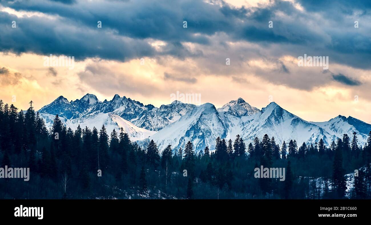 Beautiful panoramic aerial drone view to the Tatra Mountains (Tatras ...