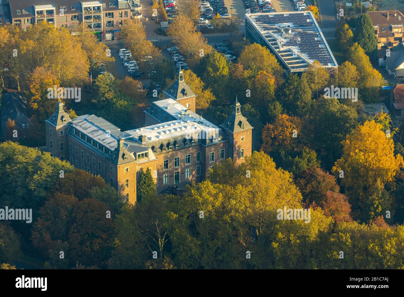 Aerial photograph, Neersen Castle, Technical Town Hall, Willich, Lower ...