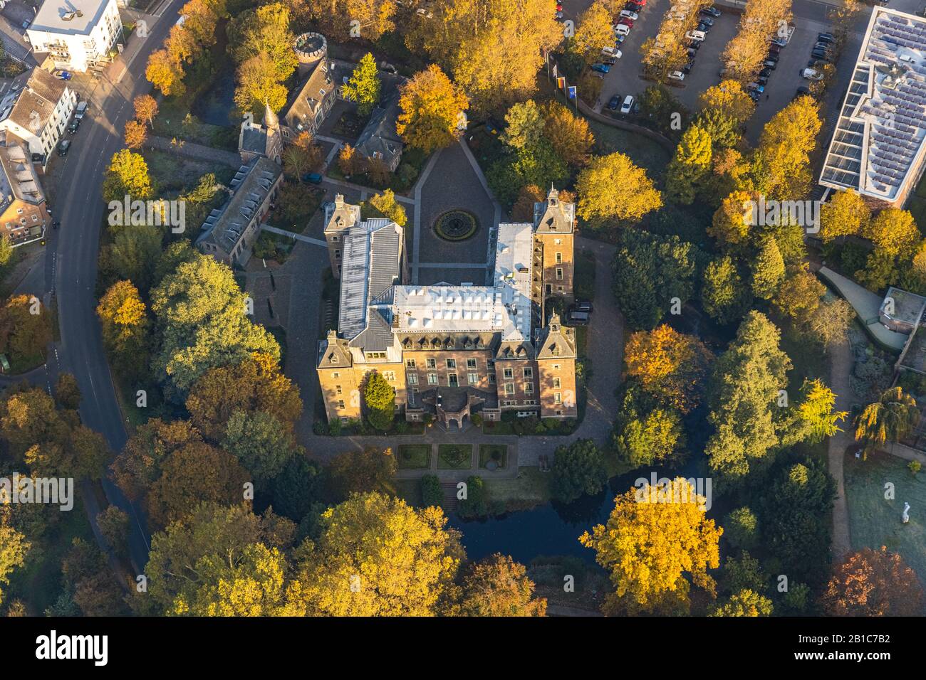 Aerial photograph, Neersen Castle, Technical Town Hall, Willich, Lower ...