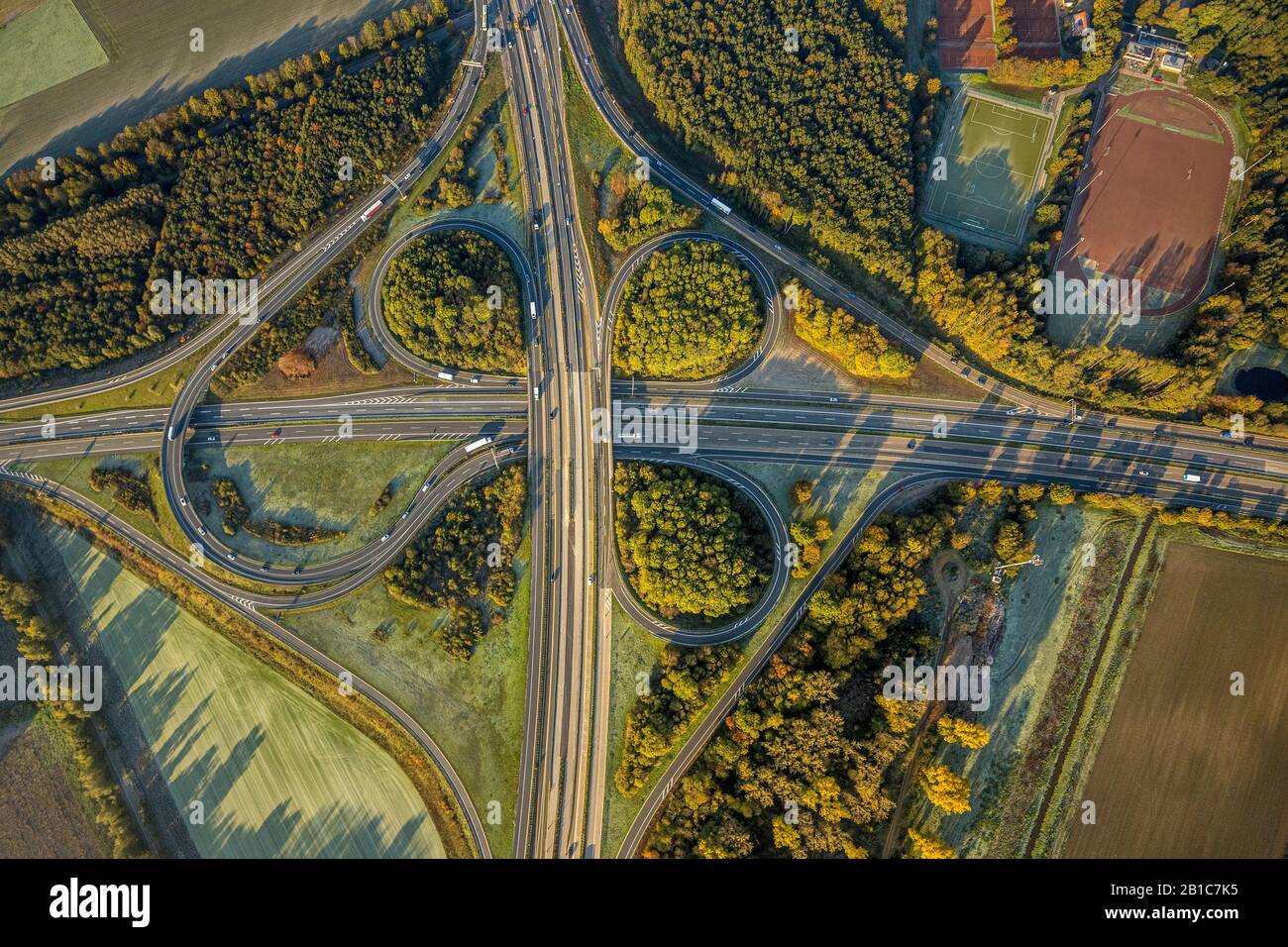 Aerial photo of motorway hi-res stock photography and images - Alamy