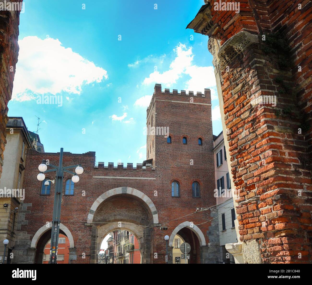 The remains of the medieval gate of Porta (gate) Ticinese, Milan Stock ...