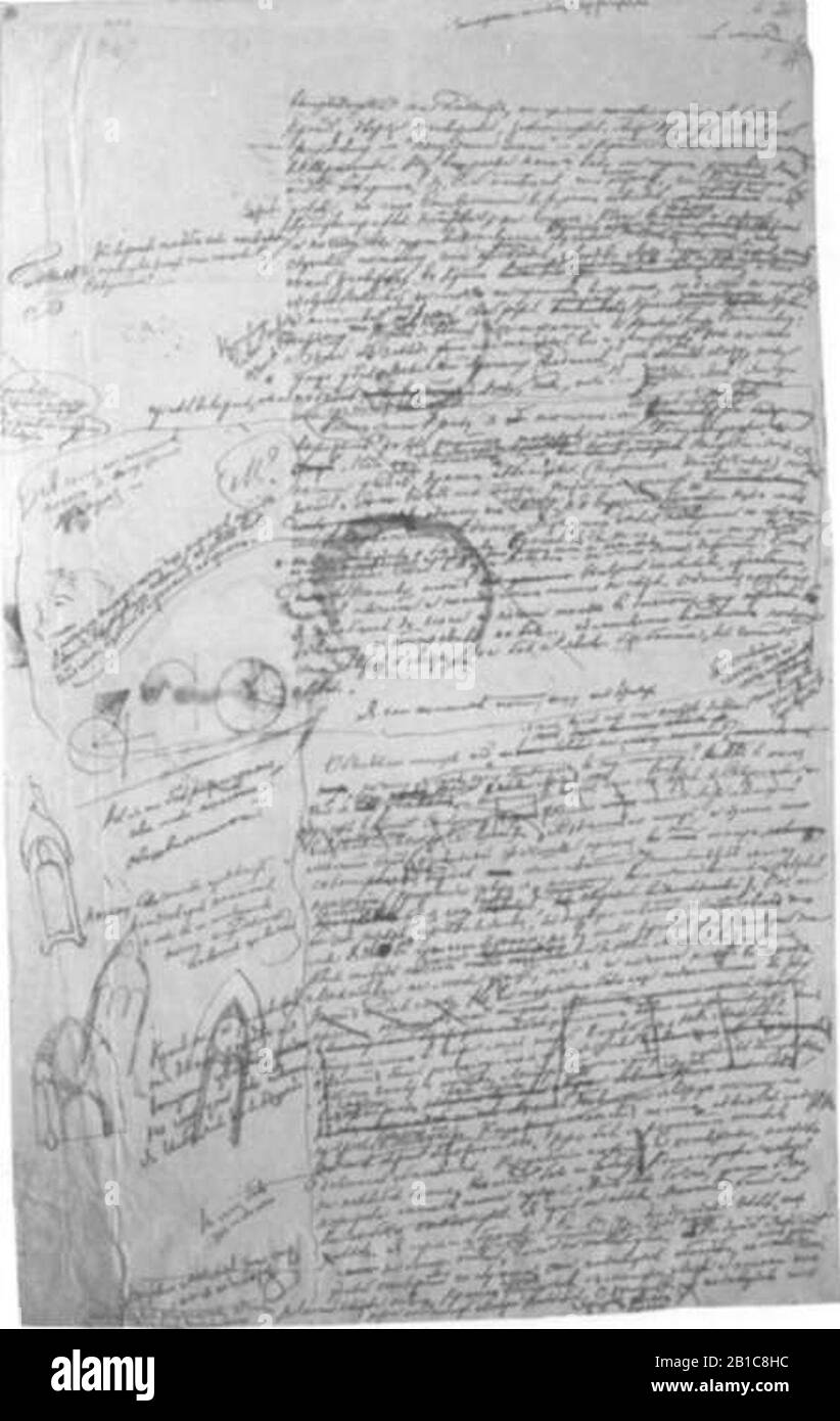 Fyodor Dostoyevsky manuscript and drawing 13 Stock Photo - Alamy