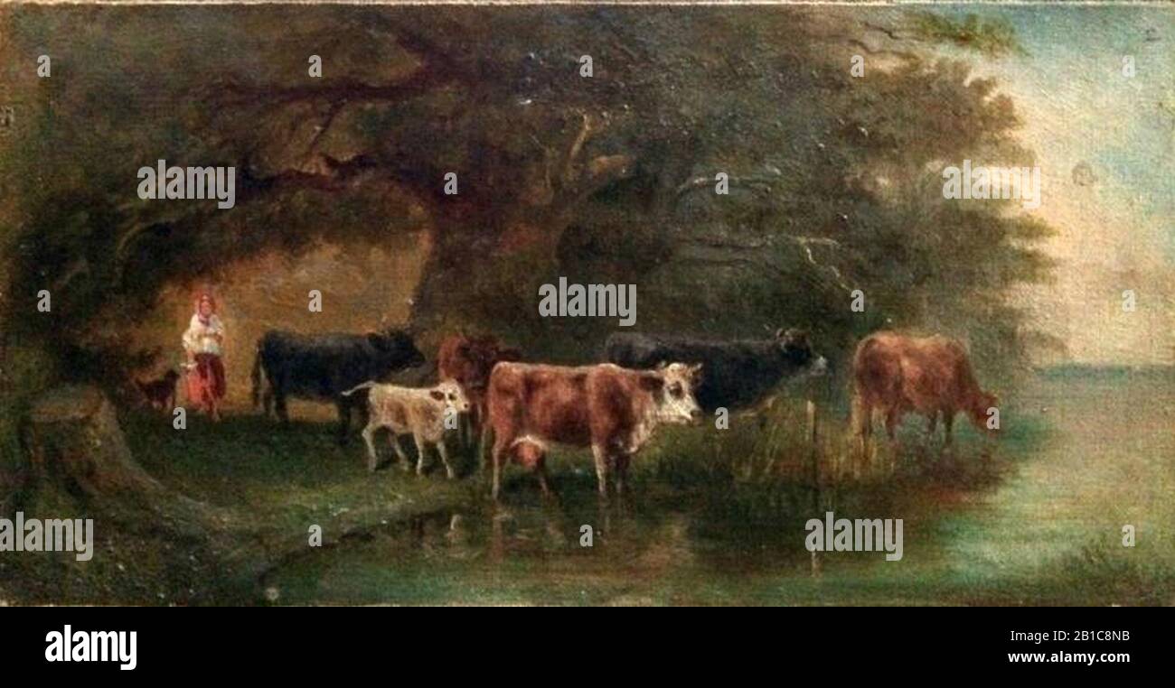 Fyodor Vasilyev A girl with cows Chaykovsky Stock Photo - Alamy