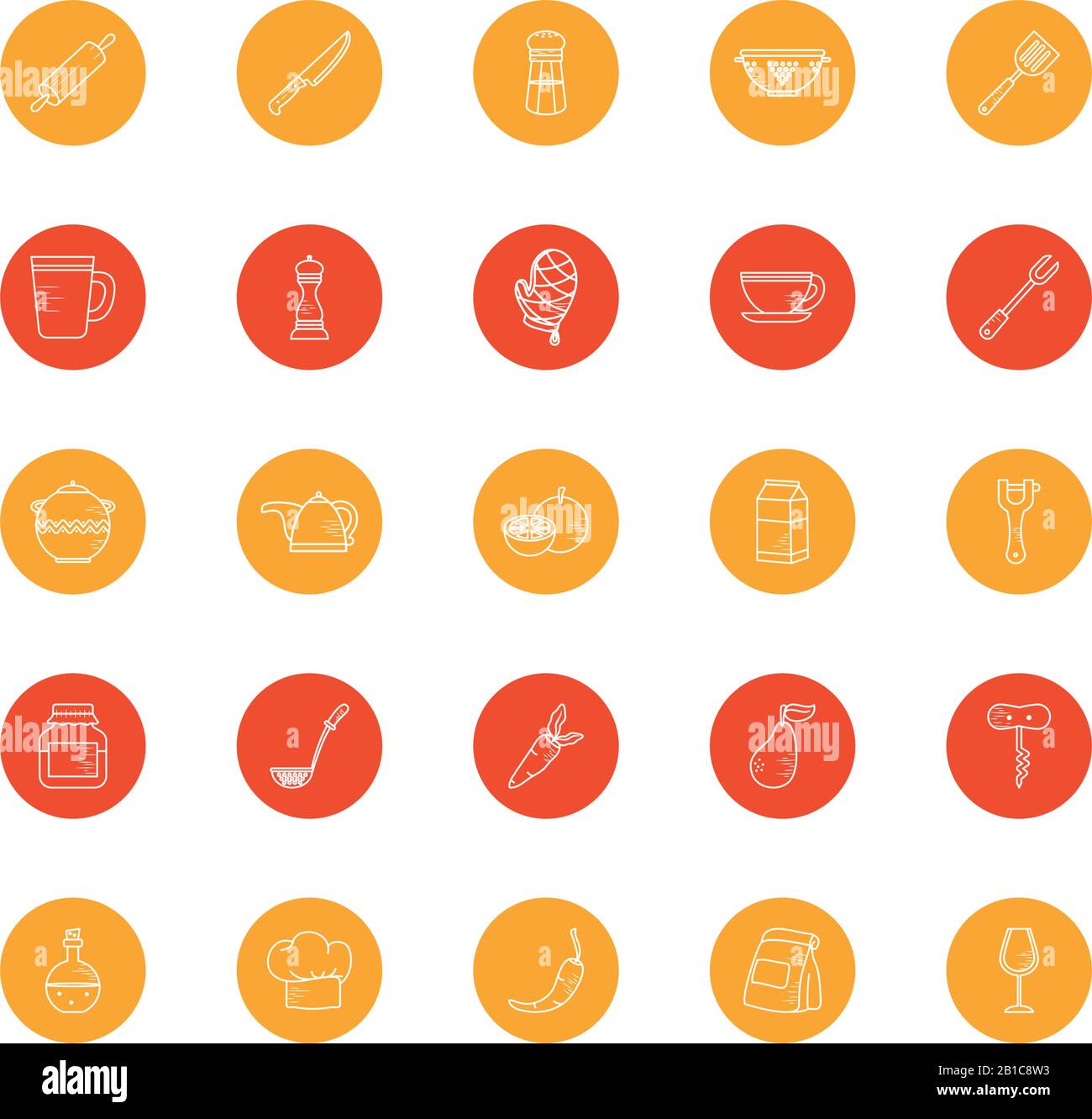 block style icon set design, Cook kitchen Eat food restaurant home menu ...