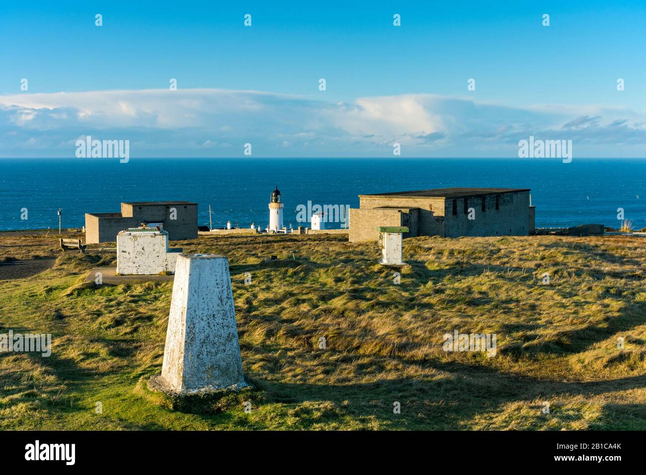 The trig point and abandoned WW2 buildings on Dunnet Head, most ...