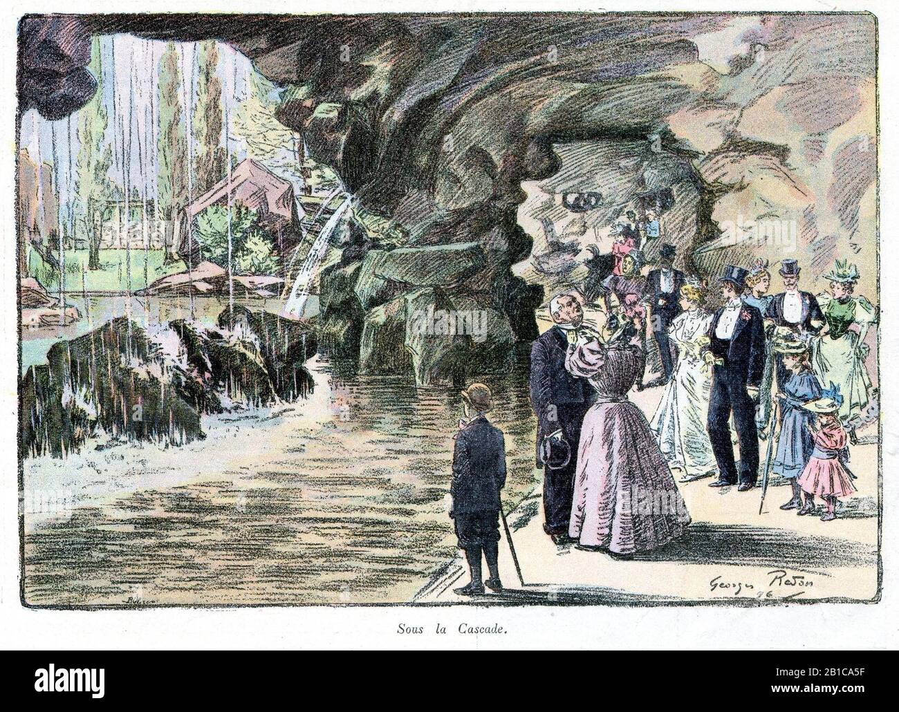 G. Redon (Paris en plein air, BUC, 1897) 01.Sous la Cascade Stock Photo ...