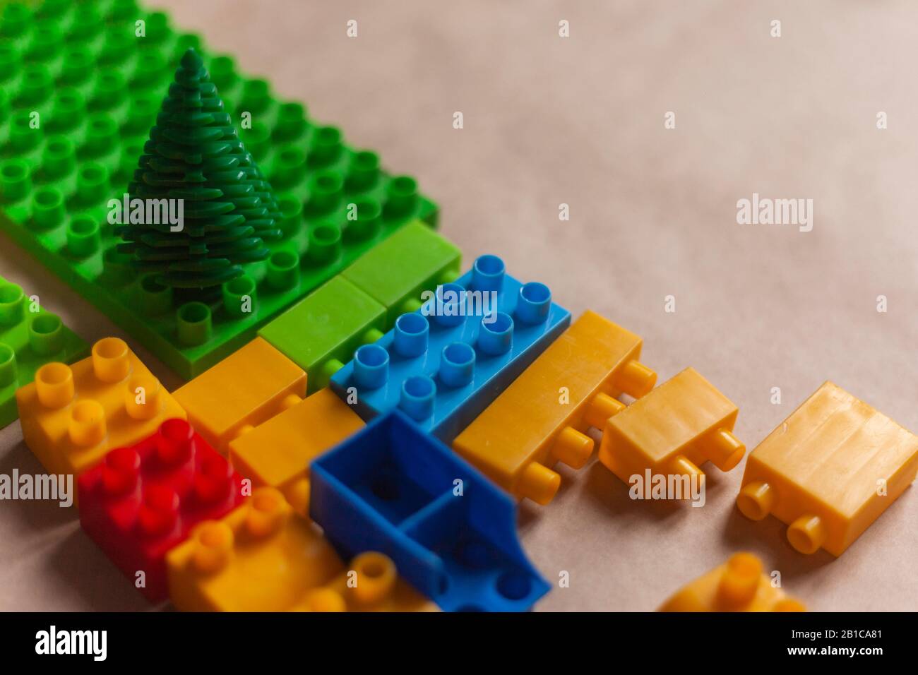 Plastic toy blocks. Colorful plastic building blocks Stock Photo - Alamy