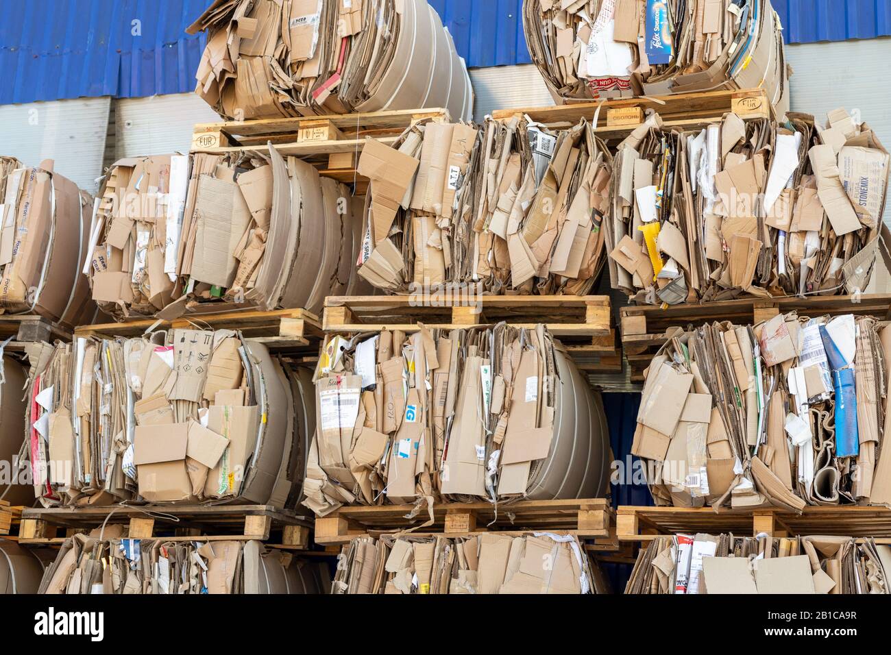 Kiev,Ukraine - October 14th, 2019: Compressed cardboard and used paper ...