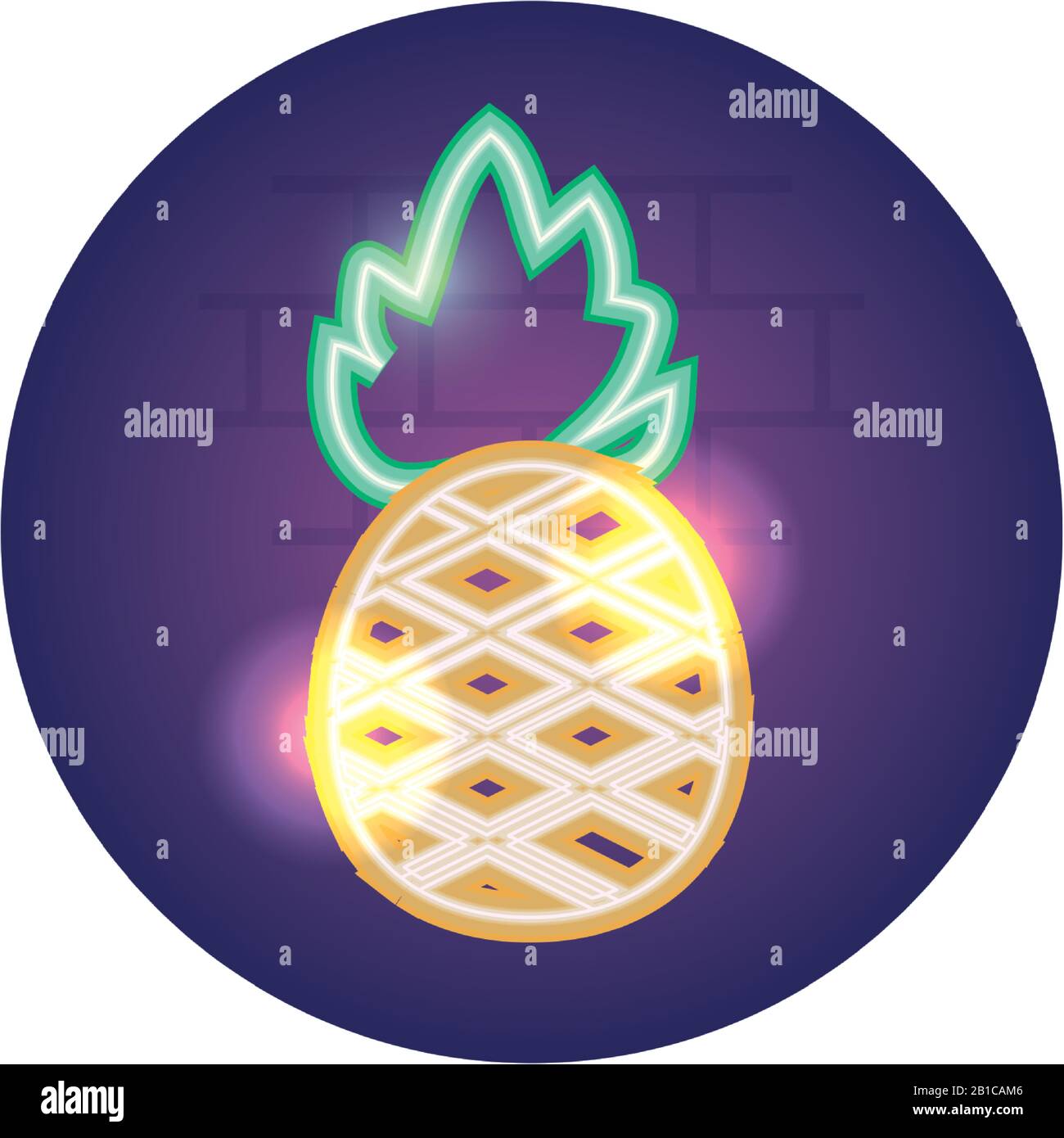 pineapple neon style icon design, Fruit healthy organic food sweet and ...