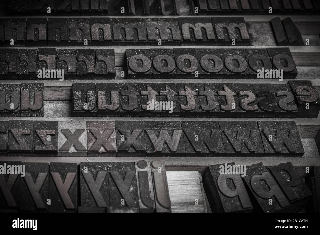 wooden letters blocks from old letterpress alphabet used for ...