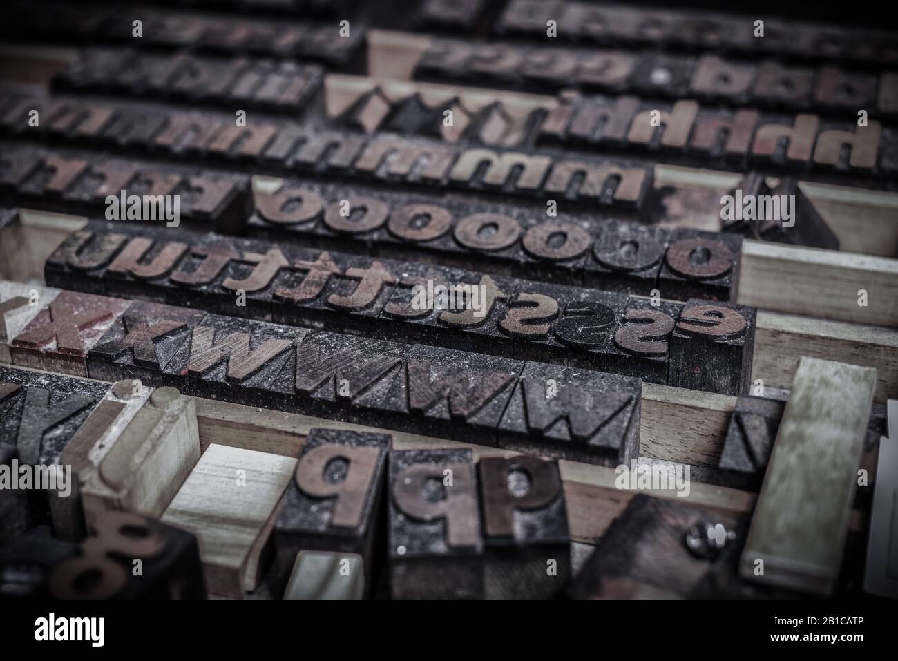 wooden letters blocks from old letterpress alphabet used for ...