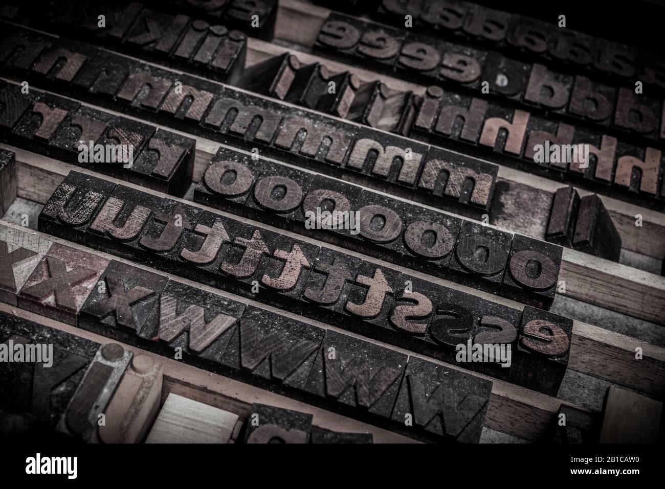 wooden letters blocks from old letterpress alphabet used for ...