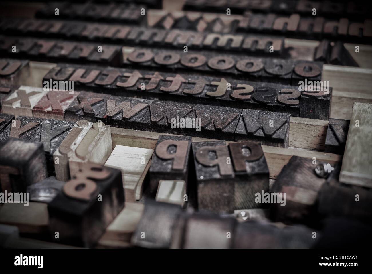 wooden letters blocks from old letterpress alphabet used for ...