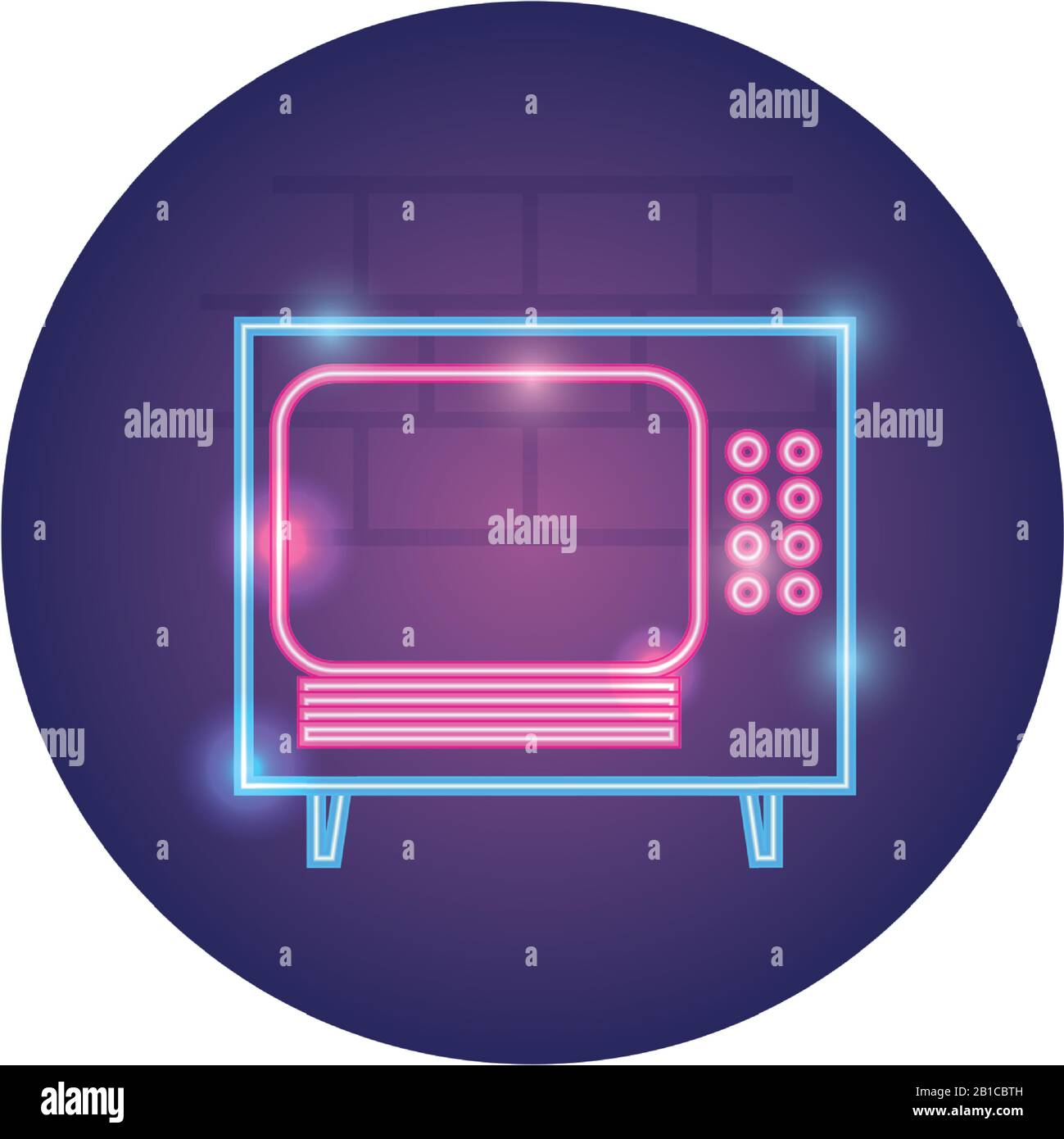 retro tv neon style icon design, Television device gadget technology ...