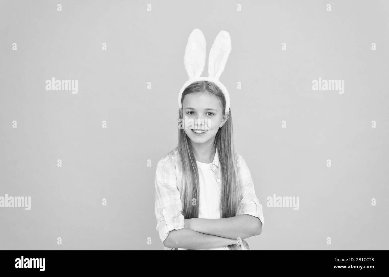 Child smiling play bunny role. Happy childhood. Traditions for kids to ...