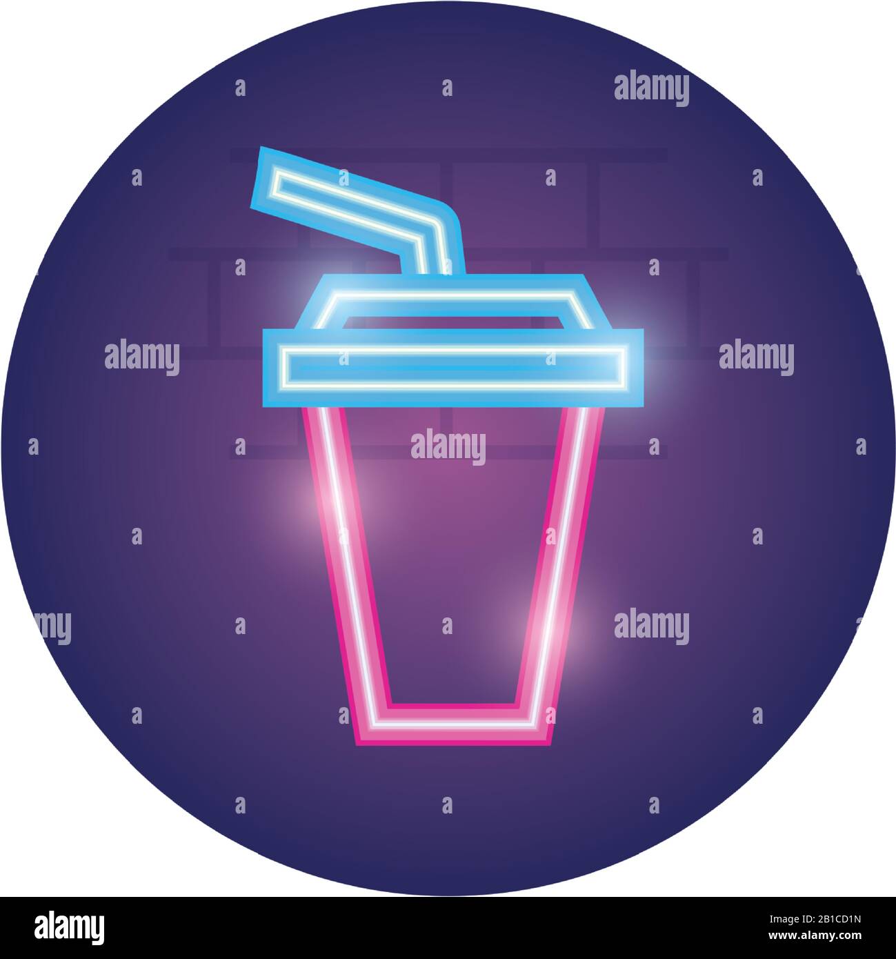 drink mug neon style icon design, Beverage liquid menu restaurant lunch ...