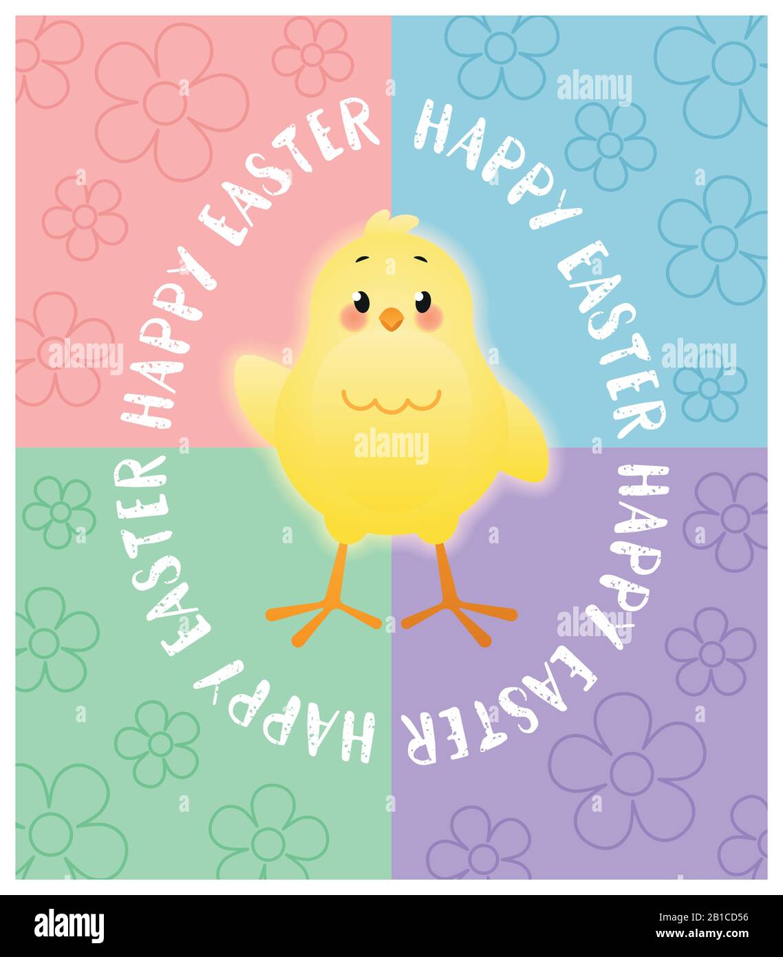 Happy Easter. Greeting card with little chick inside the egg. Cute ...