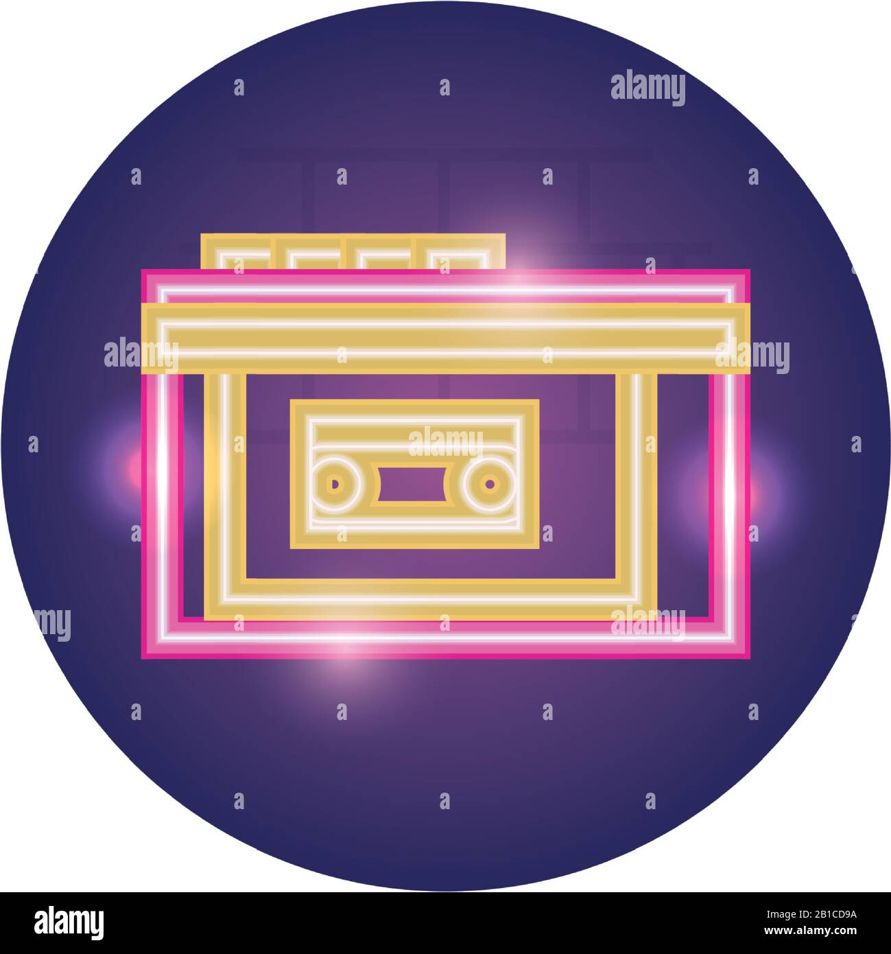 walkman neon style icon design, Music sound melody song musical art and ...