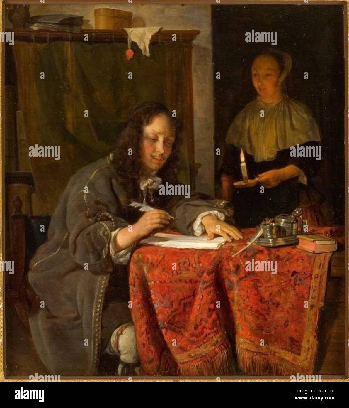 Gabriel Metsu - Young Man Writing a Letter Stock Photo - Alamy