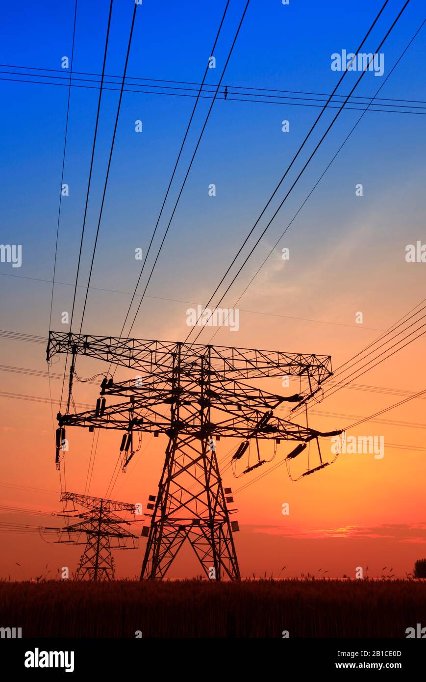 The evening of the pylon outline, is very beautiful Stock Photo - Alamy