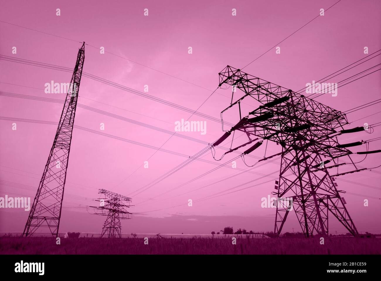 The evening of the pylon outline, is very beautiful Stock Photo - Alamy