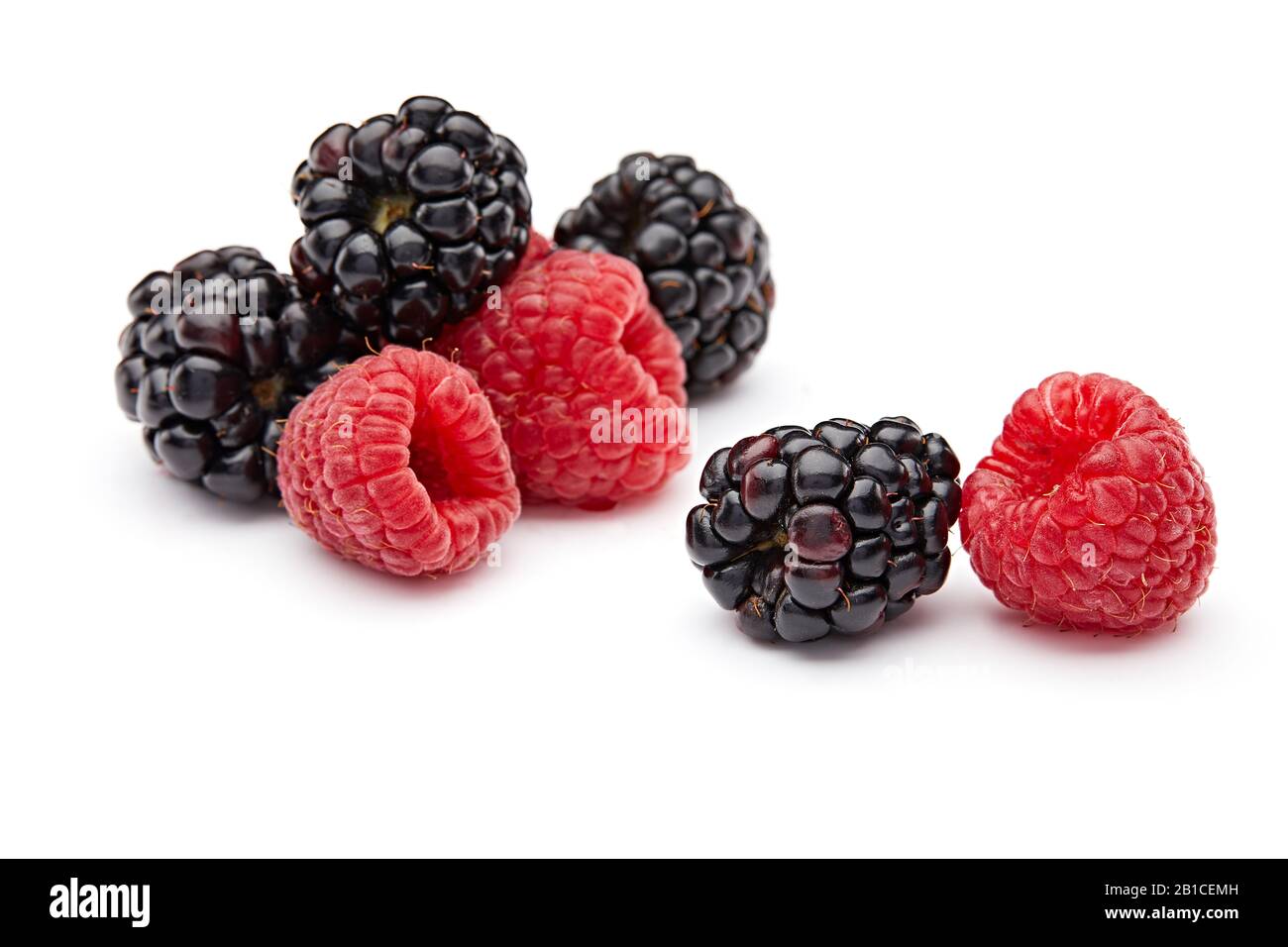 Raspberry and Blackberry Isolated on White Background Stock Photo - Alamy