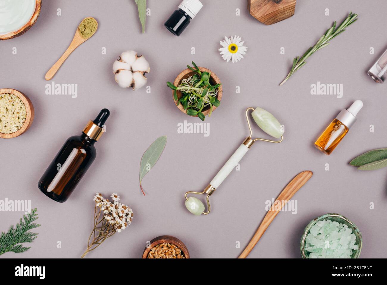 Cosmetics and natural ingredients for healthy skin and face. Pattern ...