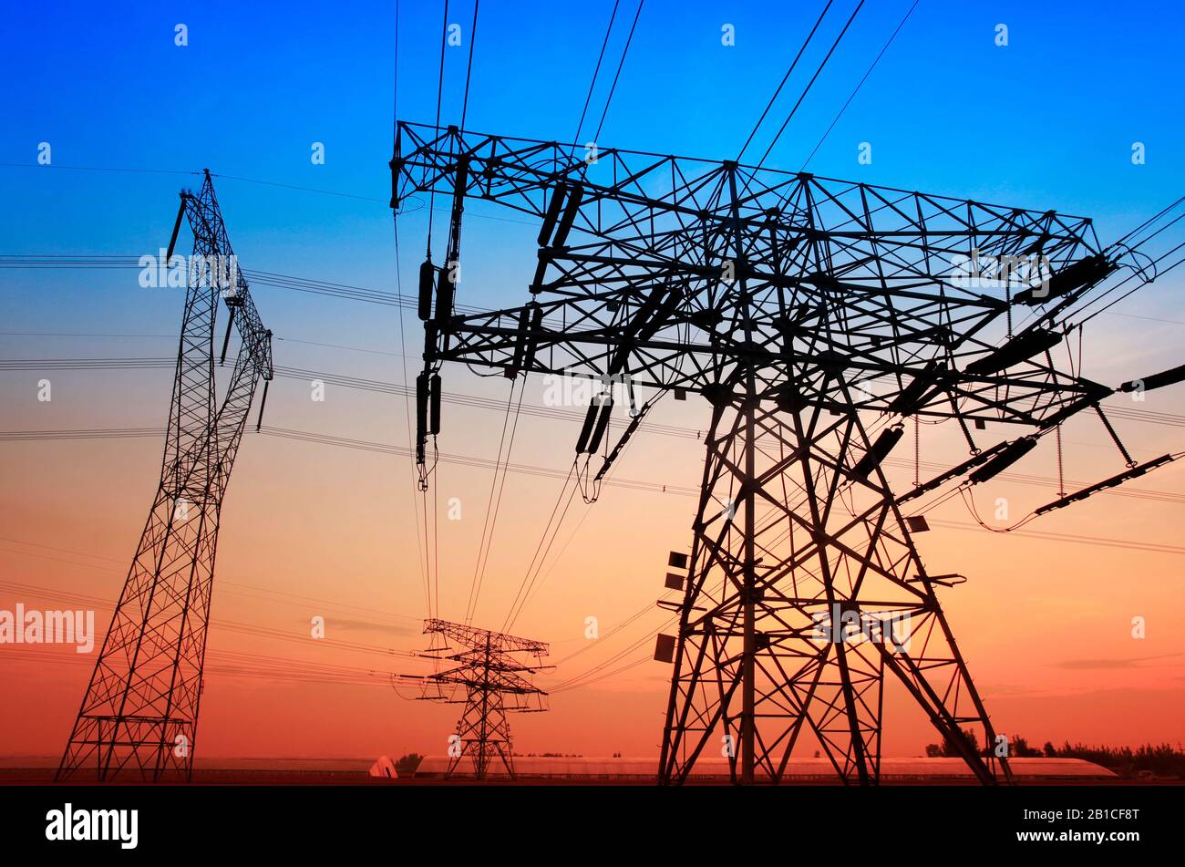 The evening of the pylon outline, is very beautiful Stock Photo - Alamy
