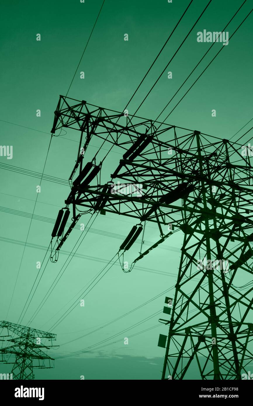 The evening of the pylon outline, is very beautiful Stock Photo - Alamy