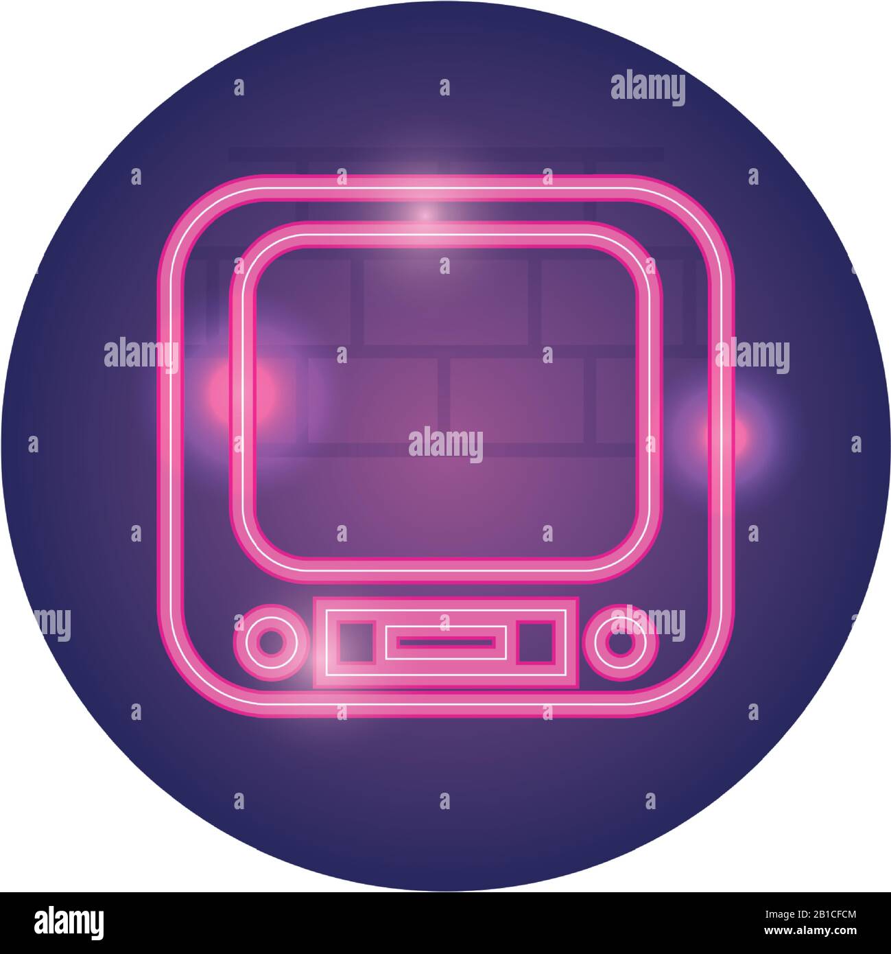 retro tv neon style icon design, Television device gadget technology ...