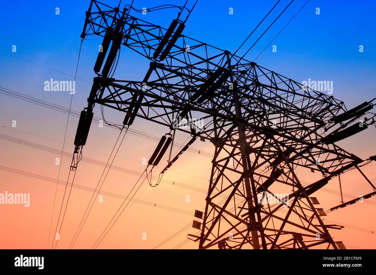 The evening of the pylon outline, is very beautiful Stock Photo - Alamy