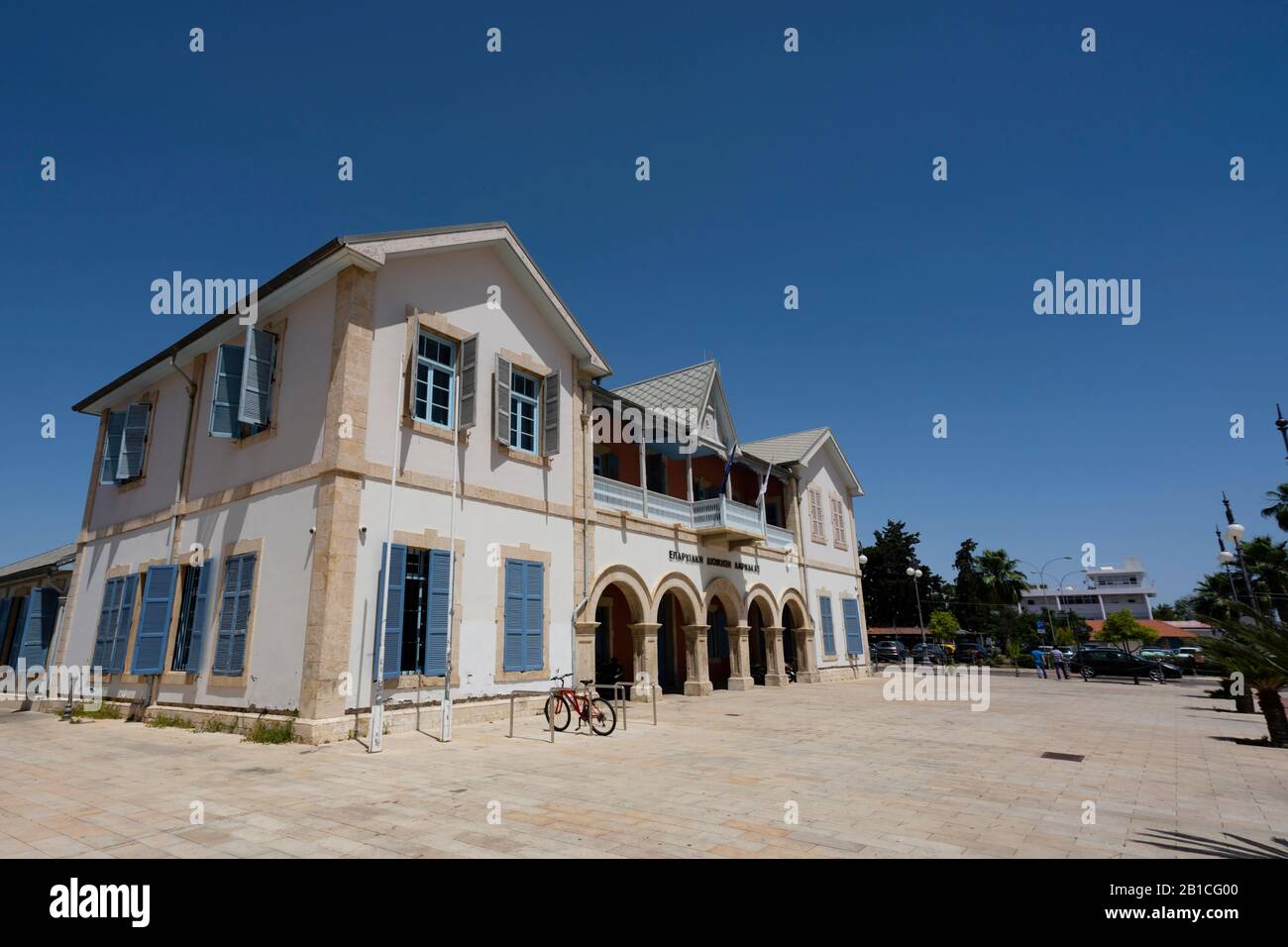 Colonial buildings in Europa Square, Larnaca, Cyprus. 2019 Stock Photo ...