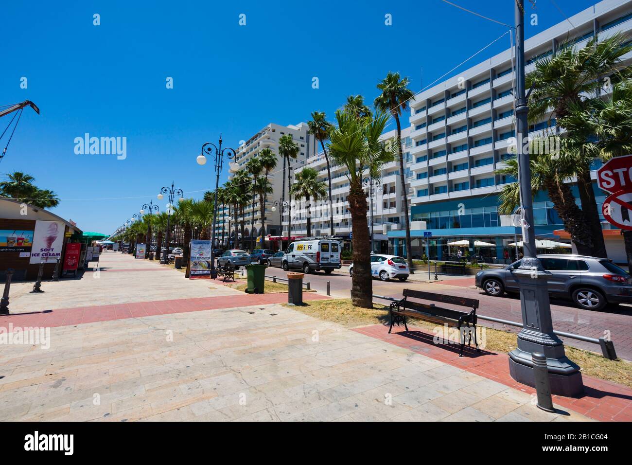 Finikoudes promenade and hotels, Larnaca, Cyprus. 2019 Stock Photo - Alamy