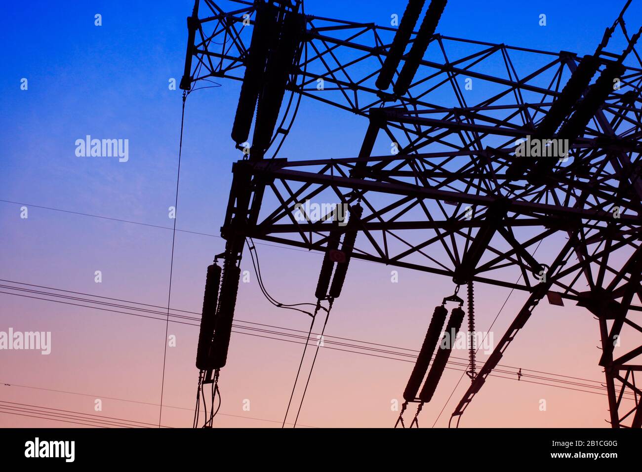 The evening of the pylon outline, is very beautiful Stock Photo - Alamy